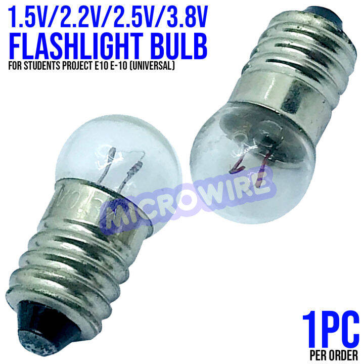 2.2V 2.5V 1.5V 3.8V Flashlight Bulb For Student Projects E10 E-10 ( Per ...