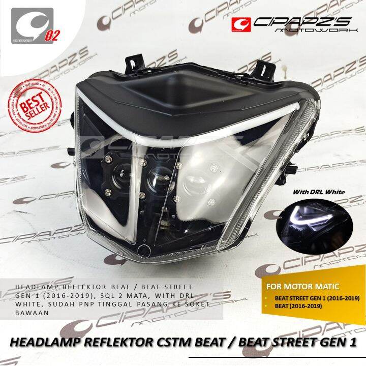 LAMPU HEADLAMP BEAT DAN BEAT STREET GEN 1 MODEL CSTM / REFLEKTOR BEAT ...