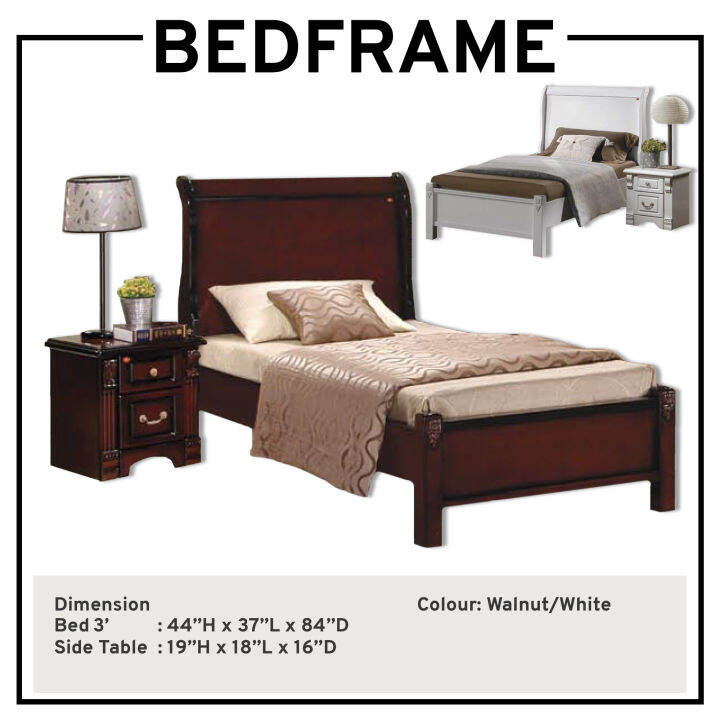WOODEN BEDFRAME/ BEDROOM SET FURNITURE / WOOD BED/ SINGLE BED/ WHITE ...