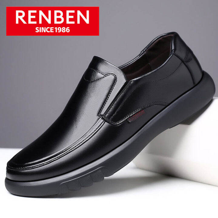 RENBEN รองเท้าหนังลำลองผู้ชายคนใหม่มีความสะดวกสบายและระบายอากาศสำหรับคนขี้เกียจที่จะเหยียบ ...