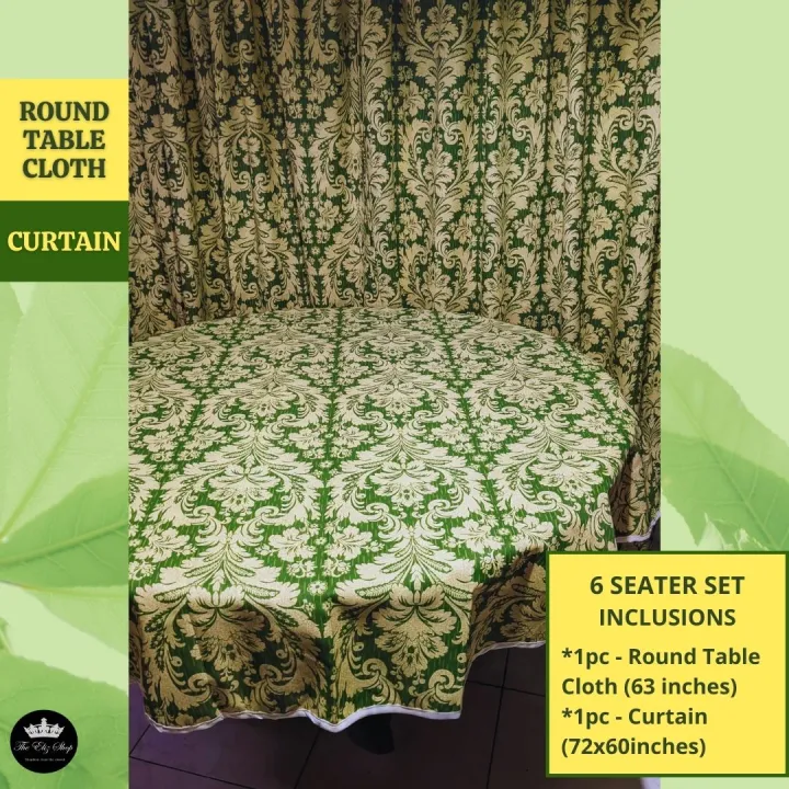 Green Elegant Acapulco Round Table Cloth, Green Non Ring Curtain Bilog ...
