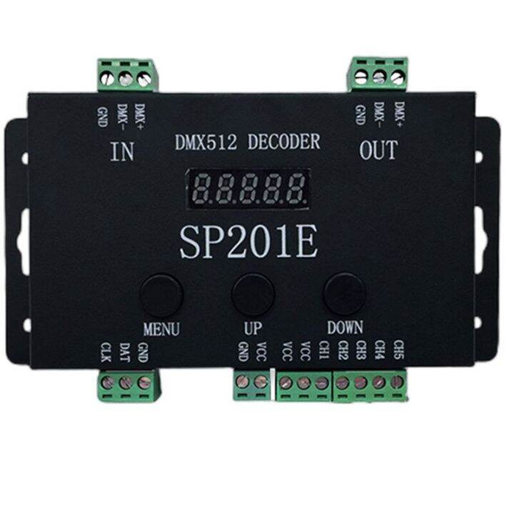 DC5V-24V DMX512 Decoder Controller SP201E SPI Signal Addressable IC RGB Led Pixel 5 Channel PWM ...
