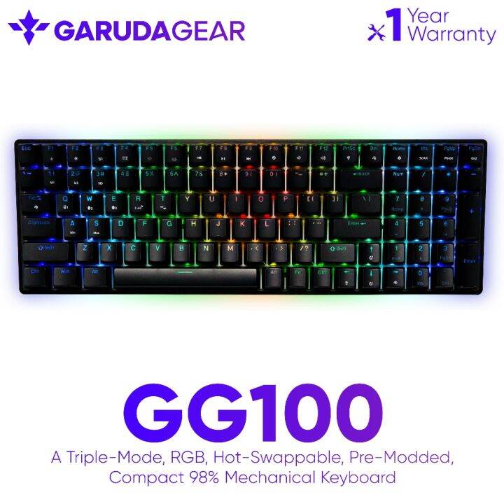 GARUDA GEAR GG100 (SMOKE BLACK) Tri-Mode Wireless Swappable 98 ...