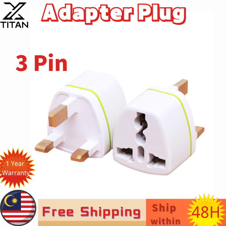 【Stock in KL】2500W 3-Pin Universal Adapter Plug Head UK 3 Pin Socket US ...