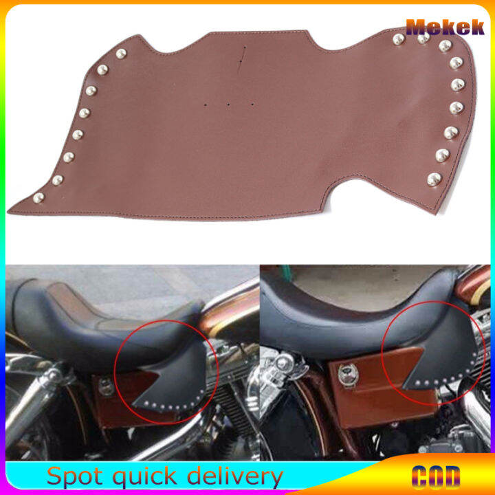 Motorcycle Brown Leather Heat Saddle Shield Deflectors Raised Studs ...