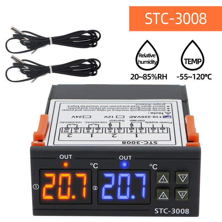 STC-3008 Dual Digital Temperature Controller Thermoregulator Incubator ...