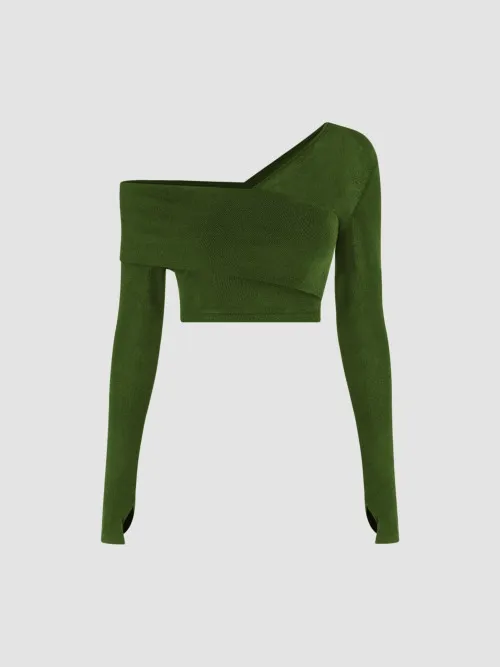 Cider Asymmetrical Off-shoulder Crop Top | Lazada.co.th