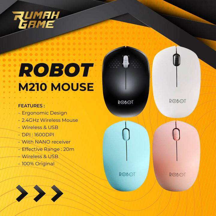 MOUSE WIRELESS ROBOT M210 2,4GHZ ORIGINAL ROBOT - Putih | Lazada Indonesia