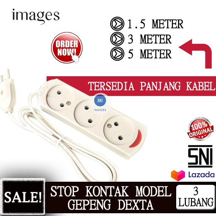 PROMO Stop Kontak Listrik Model Gepeng Dexta Kabel Panjang Bukan ROLL ...