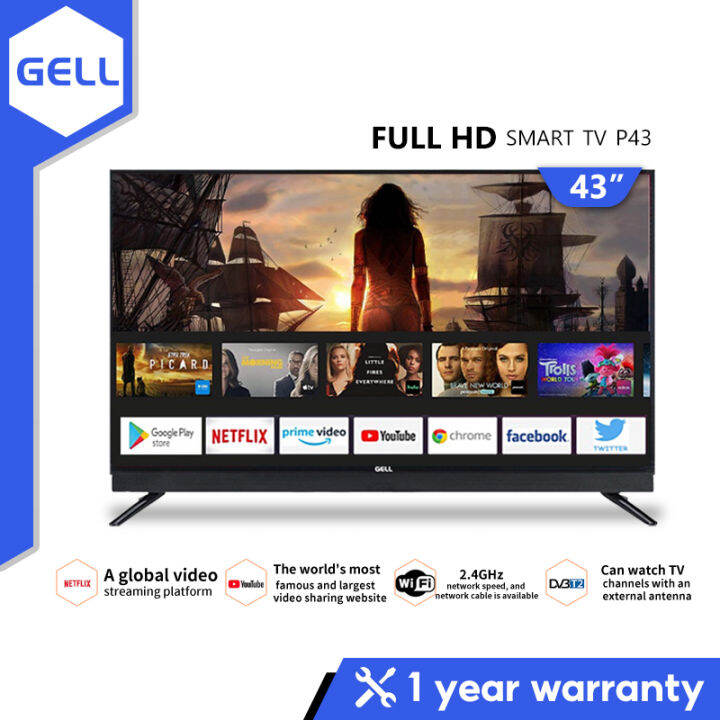 GELL Android TV 43" inch Smart TV HD LED TV With WiFi / YouTube / MyTV / NETFLIX | Lazada