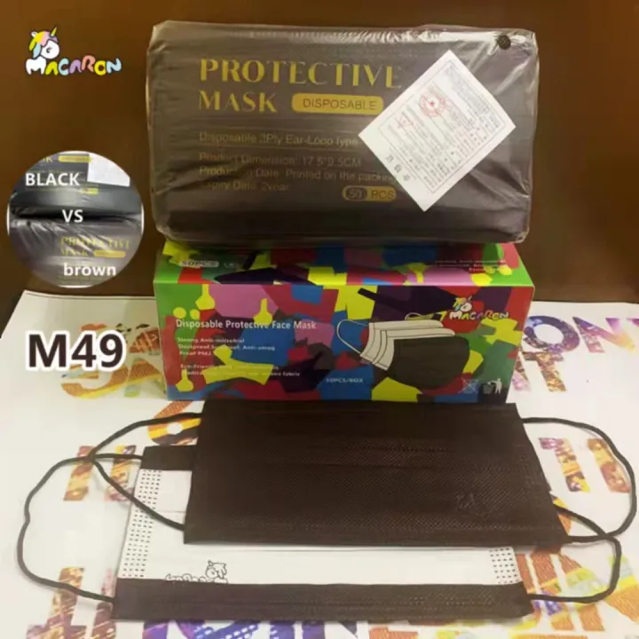 3ply Macaron Facemask Pastel Color Disposable Protective Face Mask Ear ...