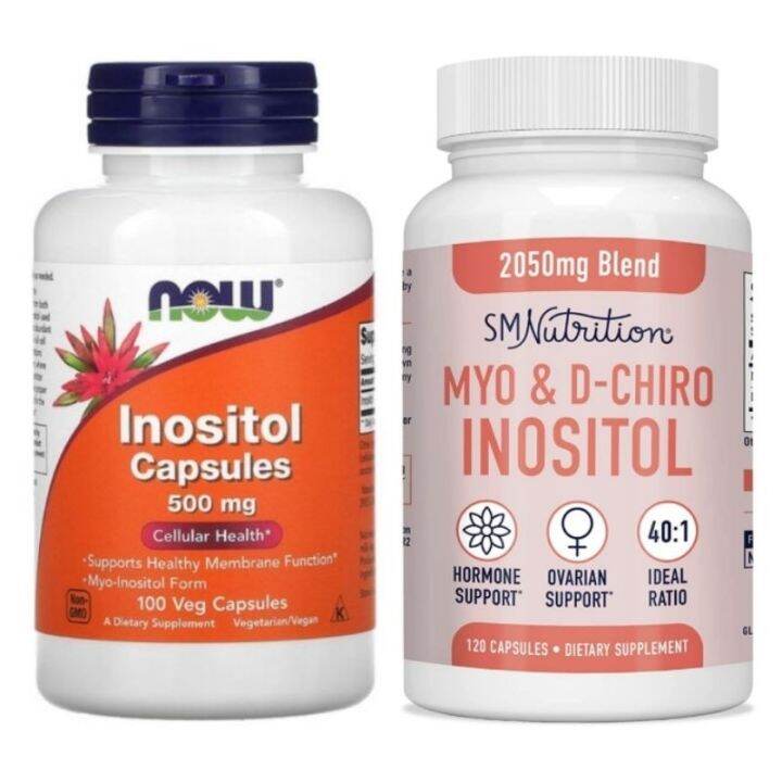 Now Foods Myo-Inositol 500mg 100-Capsules and SM Nutrition Myo-Inositol ...