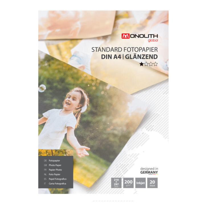 Monolith Everyday Standard High Gloss Photo Paper A4, 200 gsm, 20 sheet ...