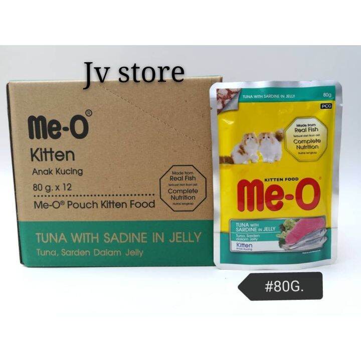 (12xPacks) Me-O Pouch Kitten Wet Cat Food Feed Tuna with Sardine in ...
