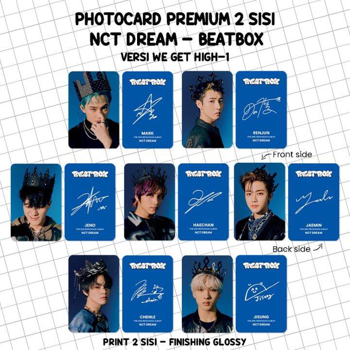 (ISI 7 PCS) Photocard NCT DREAM BEATBOX - Photo card Premium 2 Sisi ...