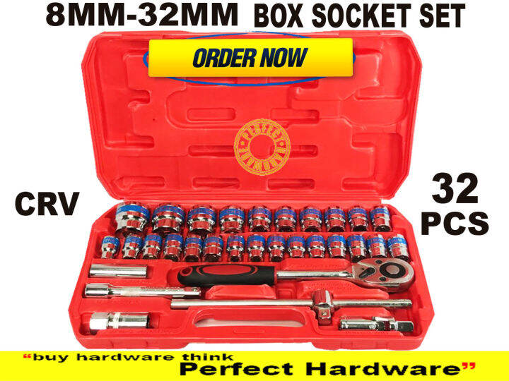 32PCS 1/2'' Ratchet Box Socket Set Spanner Set Wrench Set Tool Set Blue ...