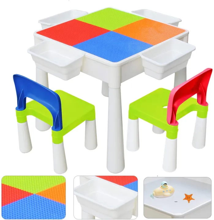 Multifunction Kids Building Block Table Learning Playing Study Drawing ...