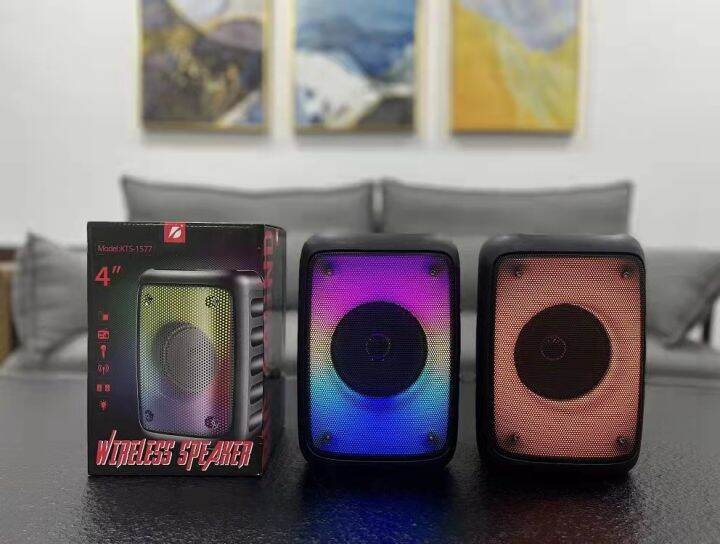 ใหม่!!! ลำโพงบลูทูธรุ่น KTS-1577 ขนาดดอกลำโพง4นิ้ว พกพาได้ มีไฟLEDด้านหน้า | Lazada.co.th