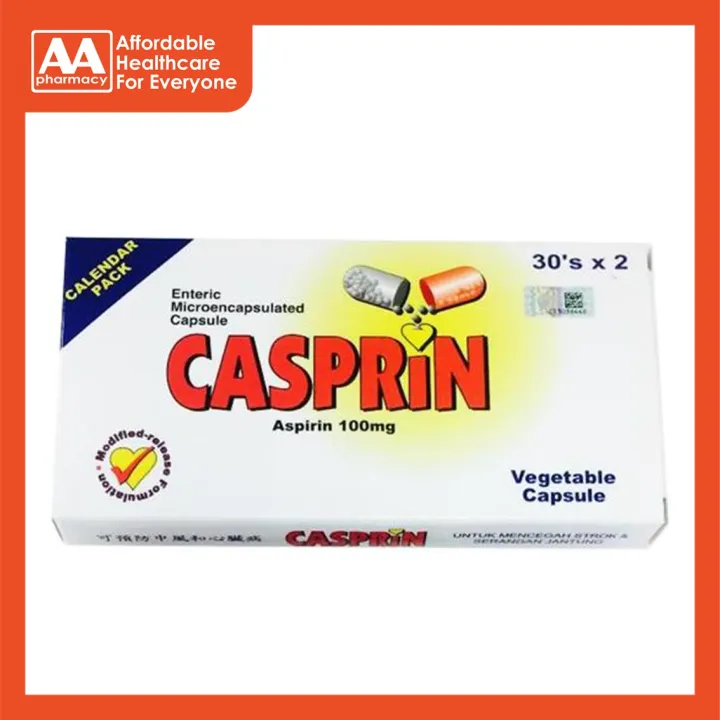 CASPRIN (ASPIRIN 100MG) ENTERIC MICROENCAPSULATED CAPSULE 30'S+30'S ...