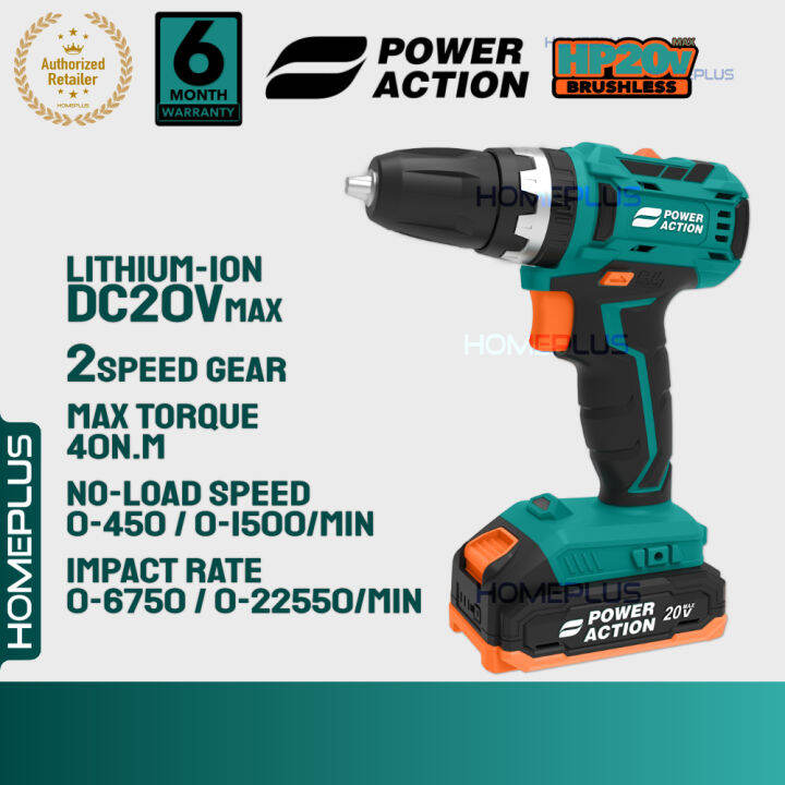 Homeplus Power Action BID20 20V Brushless Cordless Drill Power Tools ...