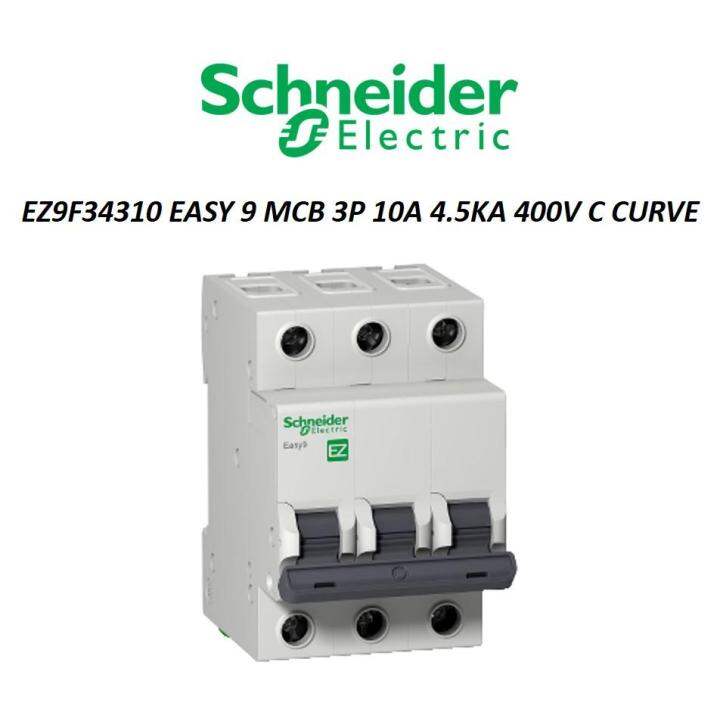 SCHNEIDER EZ9F34310 EASY 9 MCB 3P 10A 4.5KA 400V C CURVE | Lazada