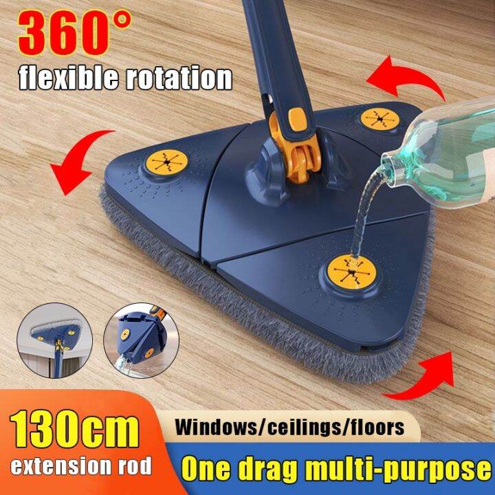 360° Rotatable Adjustable Cleaning Mop Triangle Spin Mop Self Wash ...