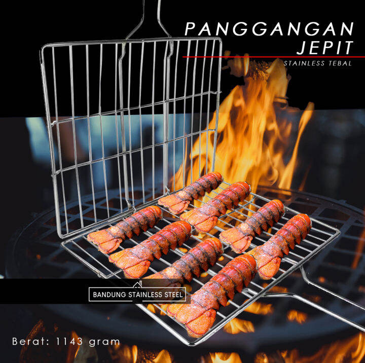 Panggangan Jepit JUMBO BESAR Barbeque BBQ Grill ikan daging lobster ...