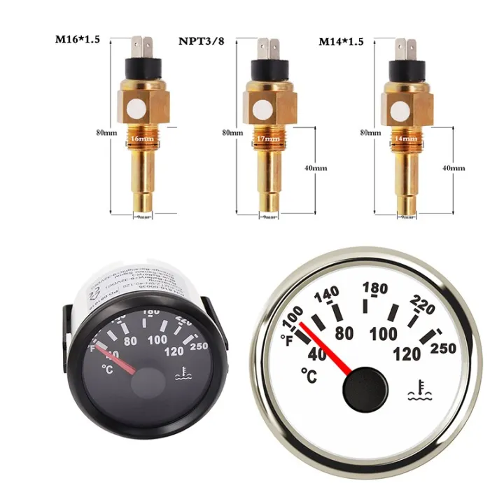 Original Imported 52 Mm Water Temp Temperature Gauge 40-120 Water Temp ...