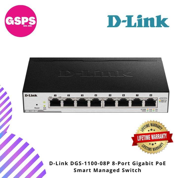 D-Link DGS-1100-08P 8-Port Gigabit PoE Smart Managed Switch | Lazada