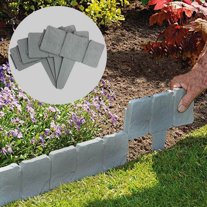 HOME BEST 1pc Home Garden Edging Plastic Fence Grass Stone Effect Lawn ...