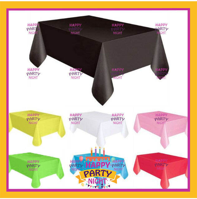 Happy Party Night Plain Waterproof Plastic Rectangular Table Cover ...