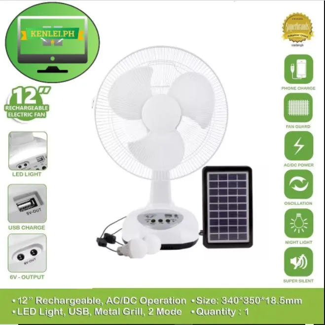 GD LITE RECHARGEABLE FAN WITH SOLAR PANEL GD-8019 | Lazada PH