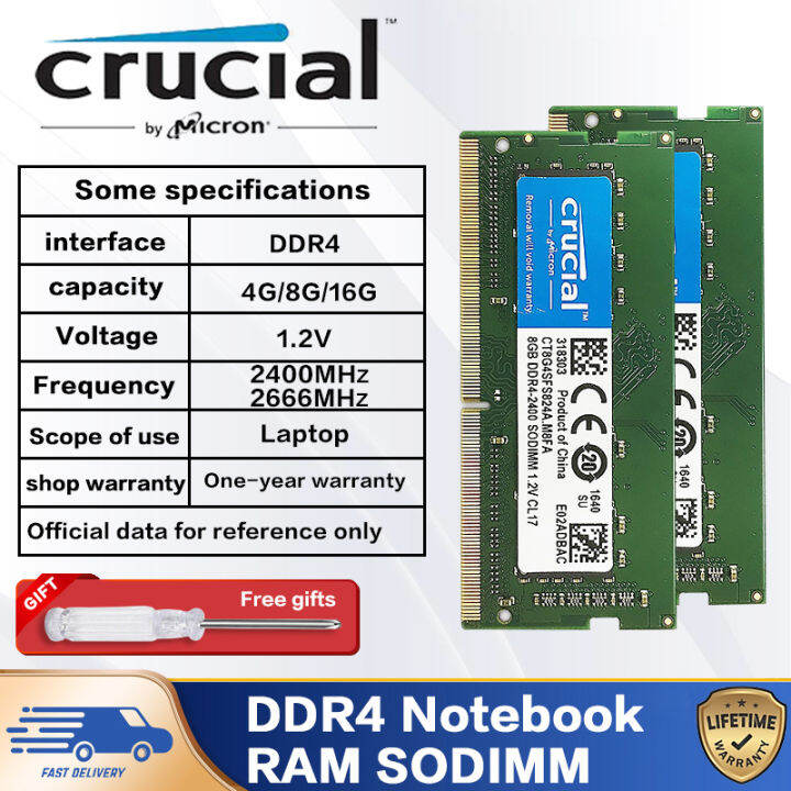 local delivery Crucial DDR4 Laptop RAM SODIMM 260Ppin 4GB 8GB 16GB PC4 2400Mhz 2666Mhz 1.2V For ...