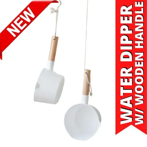 Kocoroo Japanese Style White Water Dipper With Wooden Handle TaboWater ...