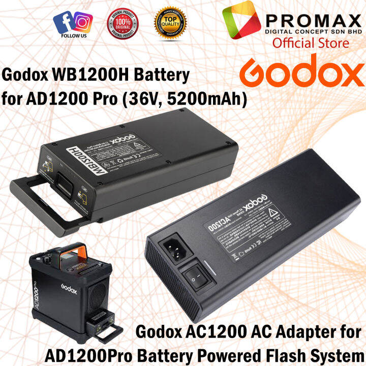 Godox WB1200H High-Capacity Battery for AD1200 Pro (36V, 5200mAh) Godox ...