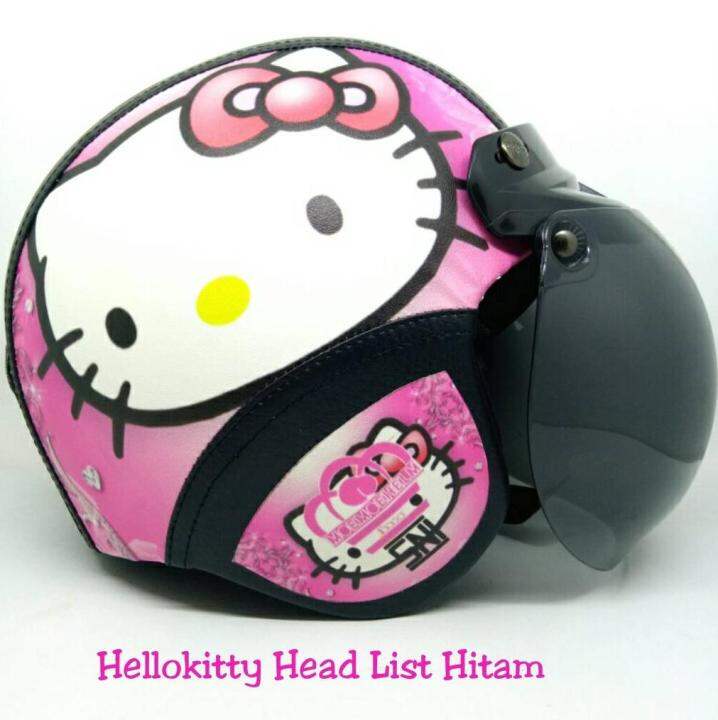 Moe Moe Helm Bogo "REBO KULIT KLASIK SNI HELLO KITTY HEAD LIST HITAM ...