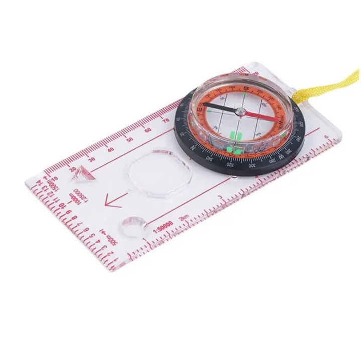 Baseplate Ruler Compass Map Scale Magnifier With Strap Camping Hiking ...