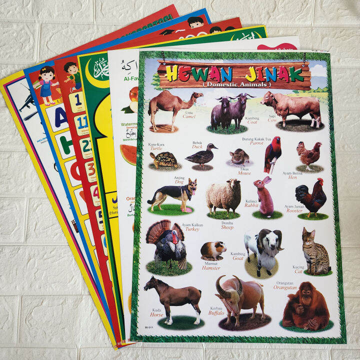 PAKET 6 LEMBAR POSTER DINDING EDUKASI ANAK PAUD DAN TK SAMPAI SD ...