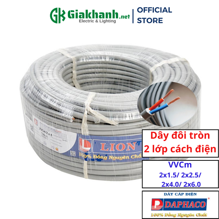 [bán theo mét] Dây Điện Đôi Mềm Tròn, 2 Lớp Cách Điện Daphaco VVCm 2x1 ...