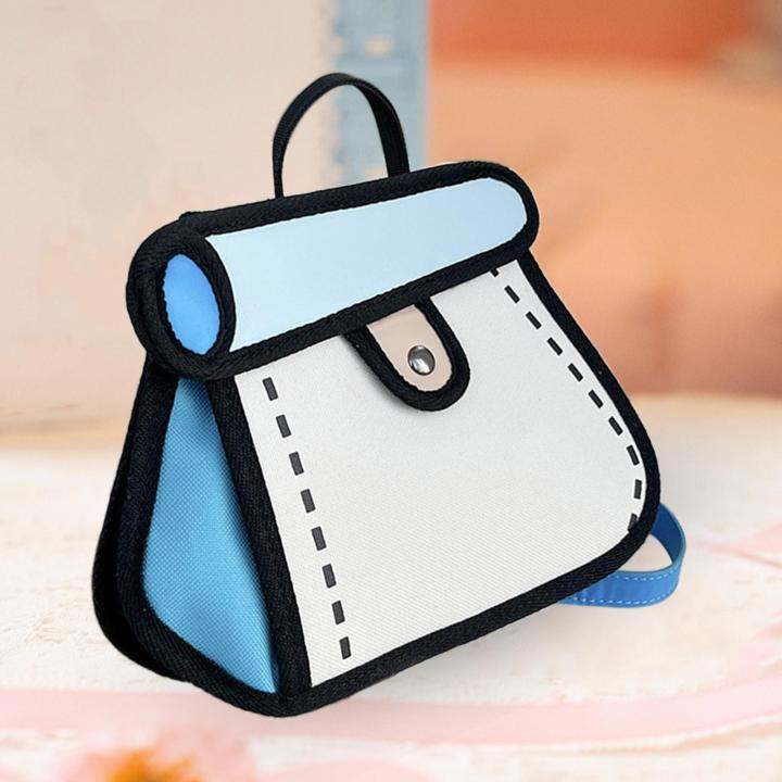 Hellery Cartoon 2D Drawing Handbag Casual Portable Shoulder Bag for ...