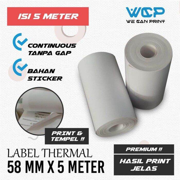 Kertas stiker Thermal termal Paper Roll Stiker label 58 x 30 58x40 ...