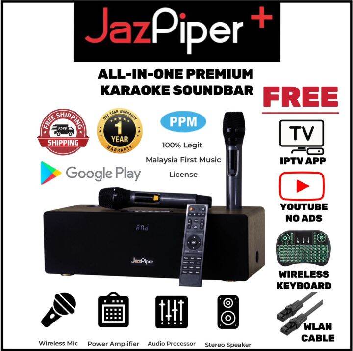 JAZPIPER+ ALL IN 1 PREMIUM KARAOKE SOUNDBAR FAMILY WIFI KTV 2022 NEW VERSION MINI CINEMA | Lazada