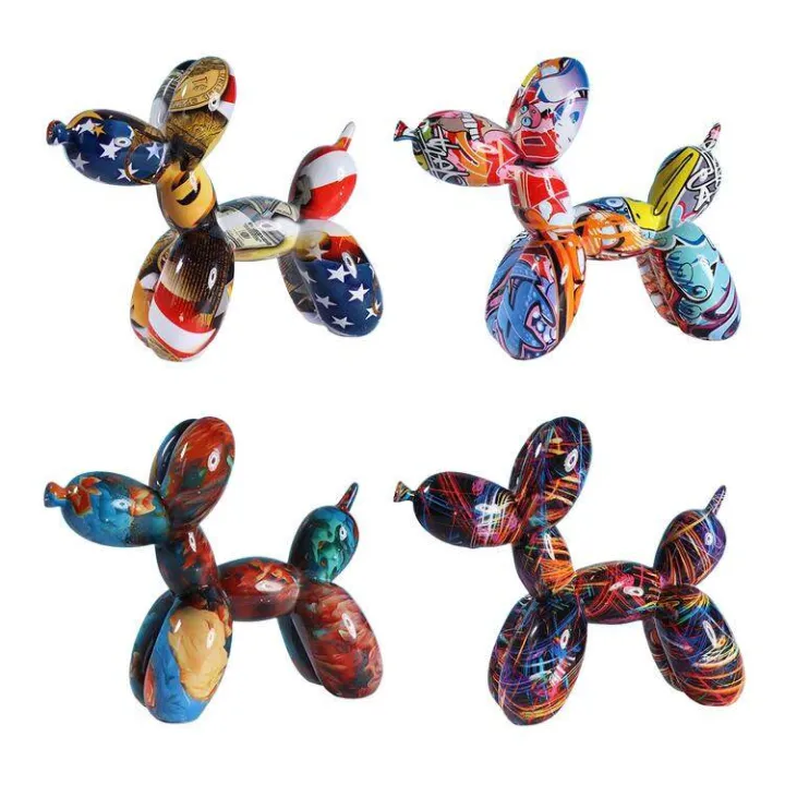 Resin Balloon Dog Statue Colorful Balloon Animal Sculpture Modern ...