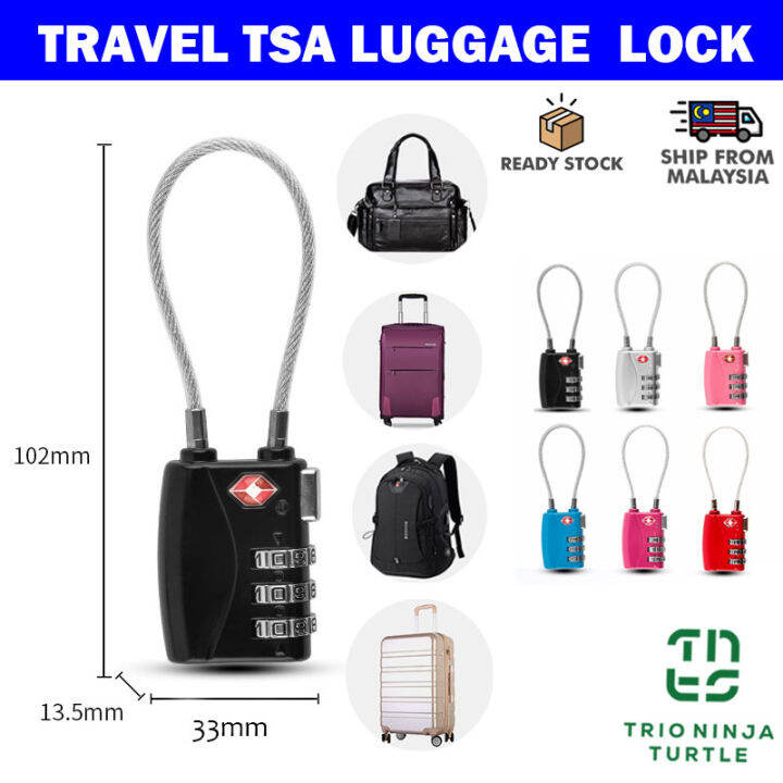 TrioNinja 3 Digits TSA Steel Wire Lock Anti-theft Travel Abroad Luggage ...