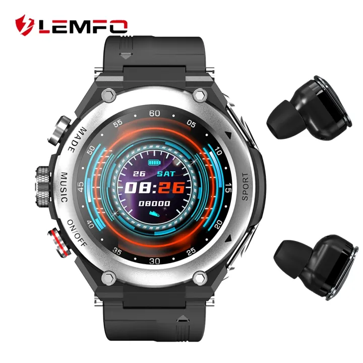 LEMFO T92 Smartwatch Men Smart Watch 2021 TWS Bluetooth 5 Earphone Call ...
