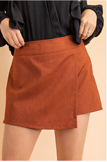 Ladies Garterized Back Palda Shorts with Skirt Flap Solid Wrap Skort ...