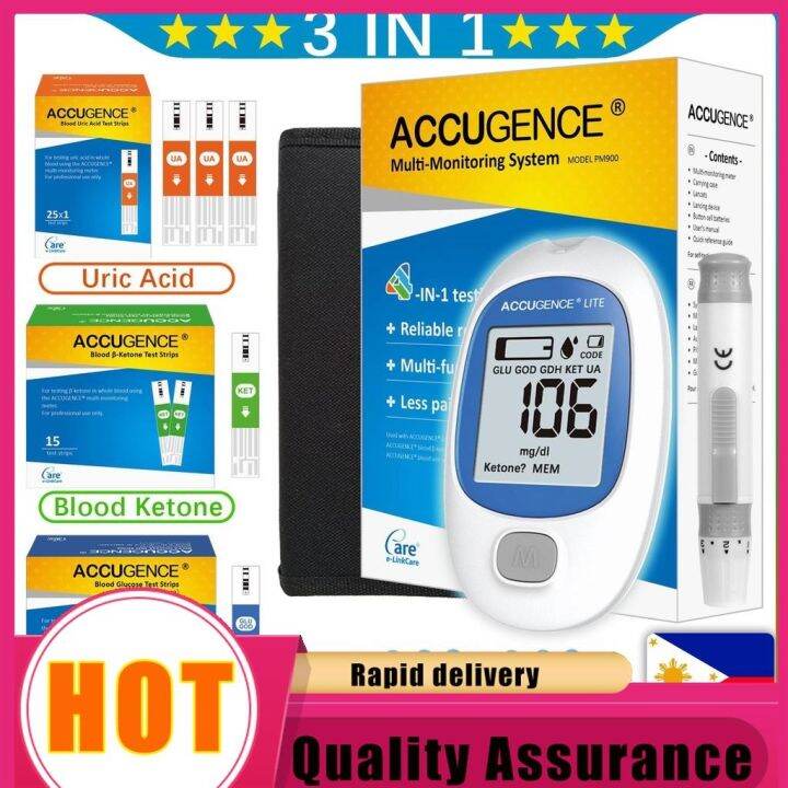 one touch glucometer set 3in1 Blood Glucose Uric Acid Blood Ketone ...