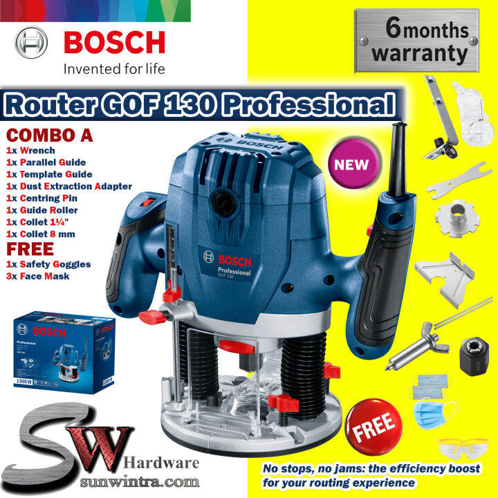 Bosch 1,300 Watt Router GOF130 Professional F.O.C Face Mask & Safety ...
