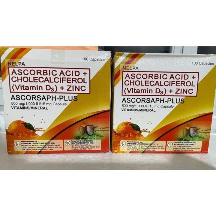 Vitamin C Cholecalciferol Vit D3 Zinc Ascorsaph Plus 500mg 1000iu