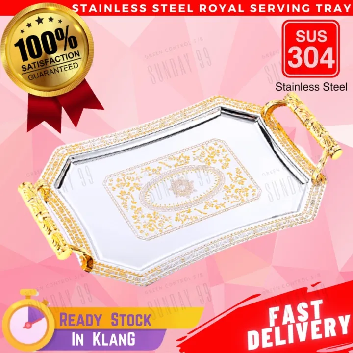 Serving Tray Stainless Steel Royal Vintage Guest Serving Tray Stock In Klang Dulang Hidangan ...